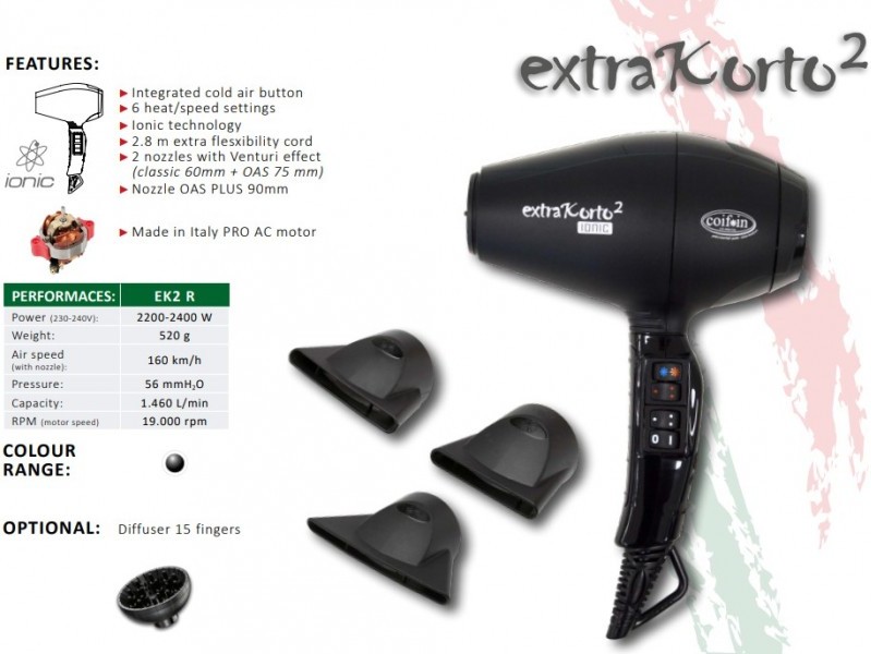 Обзор COIFIN EXTRA KORTO 2 IONIC EK2R. Профессиональный фен с функцией ...